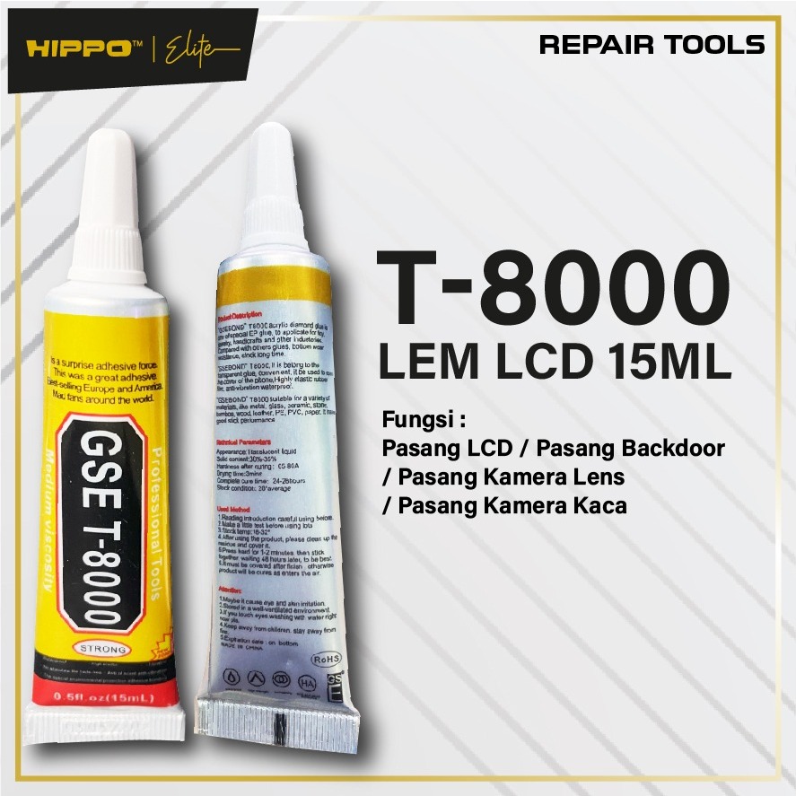 Jual Hippo Lem Lcd T-8000 15ML Touch Screen Backdoor T8000Bening | Shopee Indonesia