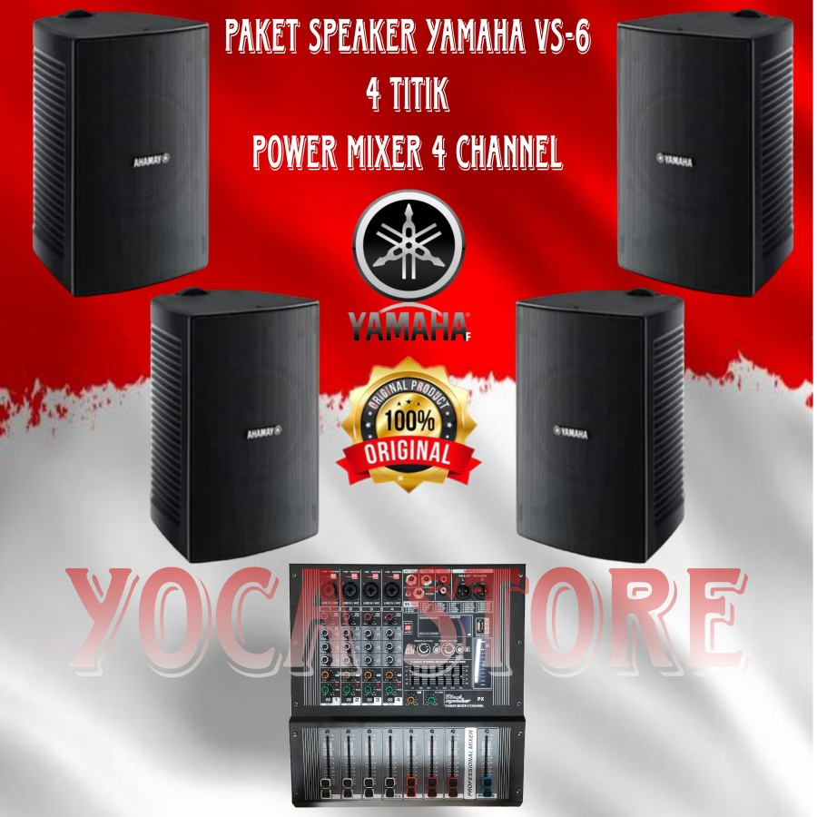 Jual Paket Cafe 4 Titik Speaker Yamaha VS-6 + Power Mixer 4 Channel | Shopee Indonesia