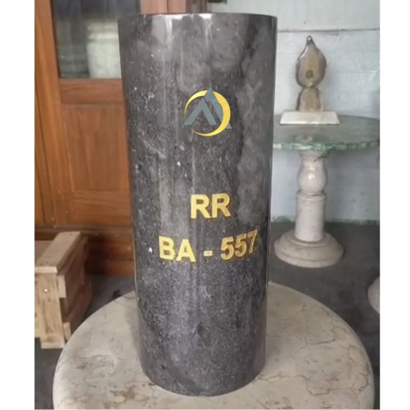 Jual Vas bulat tabung dan ukir batu marmer hitam kilap glossy 12x30 ...