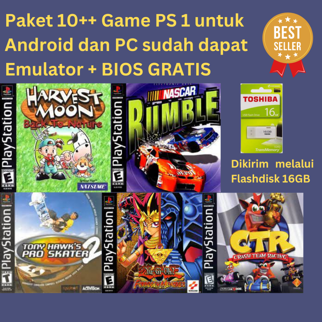 Jual Isi 10 Game PS 1 Nostalgia bisa dimainkan di Android dan PC + Sudah termasuk Emulator dan ...
