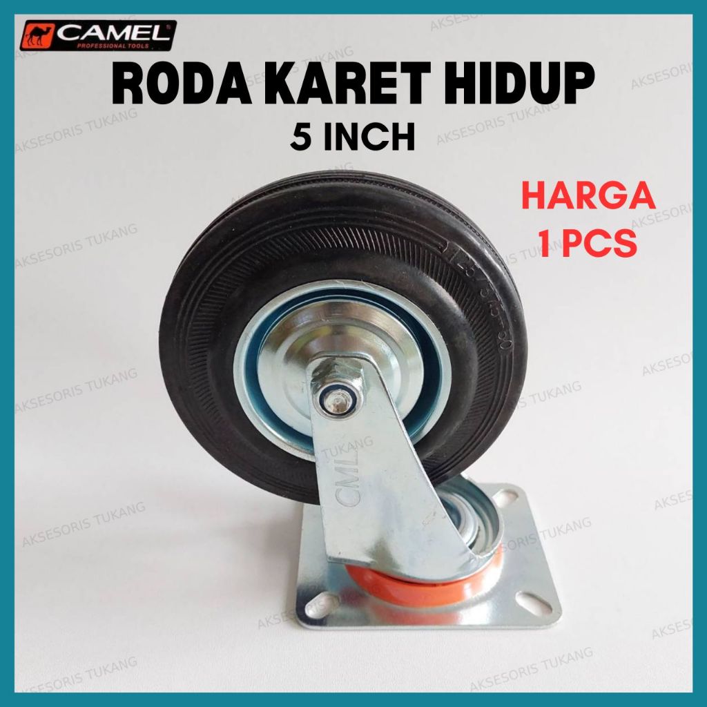 Jual Roda Troli Karet 5 Inch Camel / Roda Caster Gepeng Etalase Rak ...