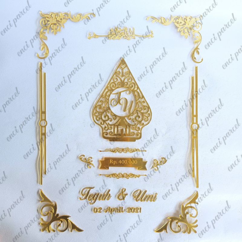 Jual kode 136 dekorasi 1set hiasan mahar gunungan inisial sudut ornamen ...