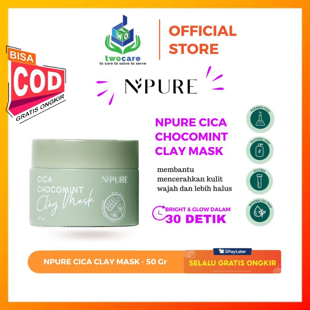 Jual NPURE Cica Clay Mask Centella Asiatica Chocomint 50 GR | Shopee ...