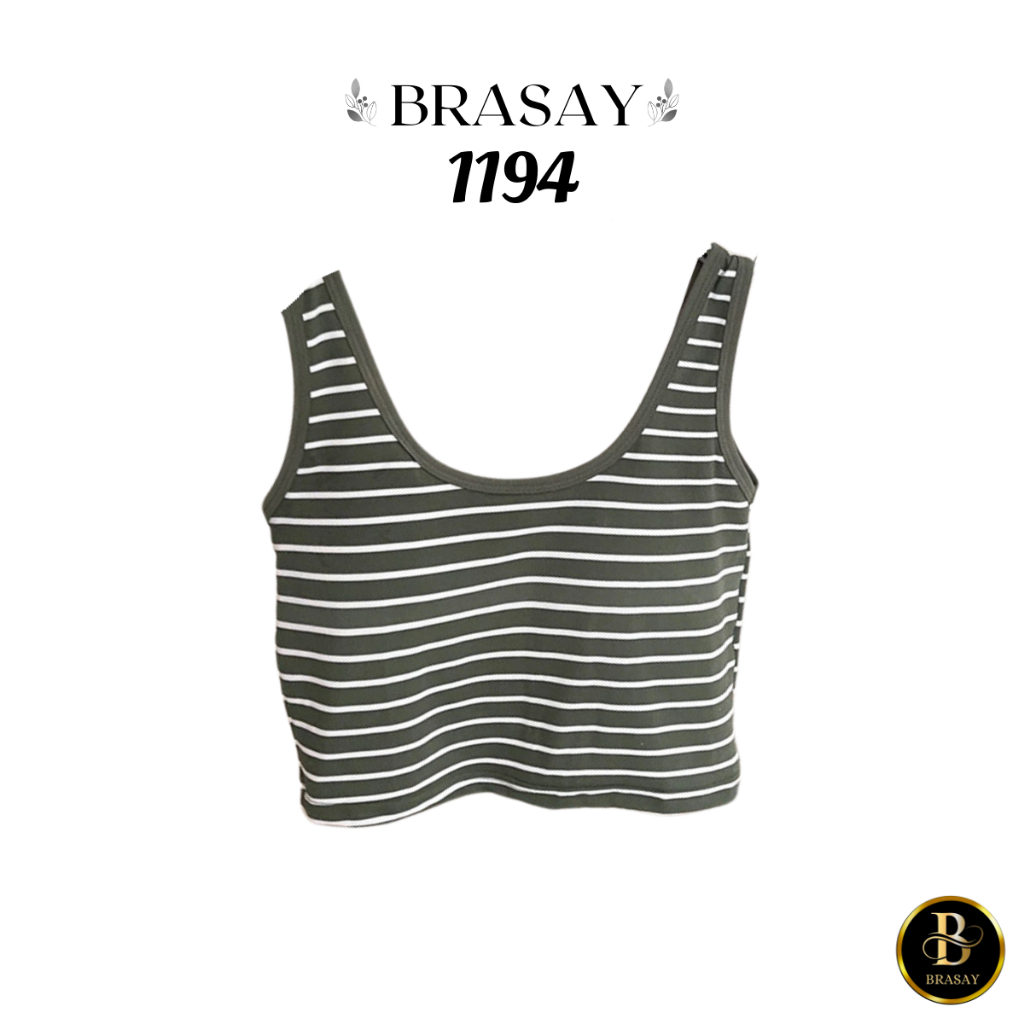Jual Brasay Tanktop Bra Fashion Wanita Crop Singlet Motif Garis Atasan ...