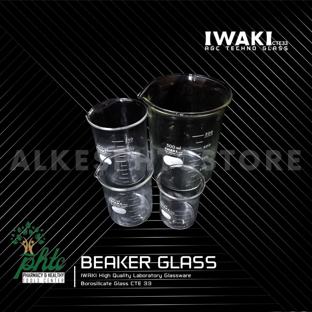 Jual IWAKI Beaker Glass Low Form l Gelas Kimia Kaca Tahan Panas | Shopee Indonesia