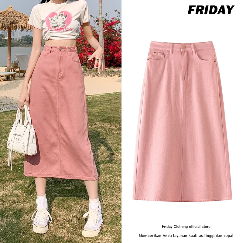 Jual Friday Clothing Rok Denim Celah Pinggang Tinggi Merah Muda Terbaru ...