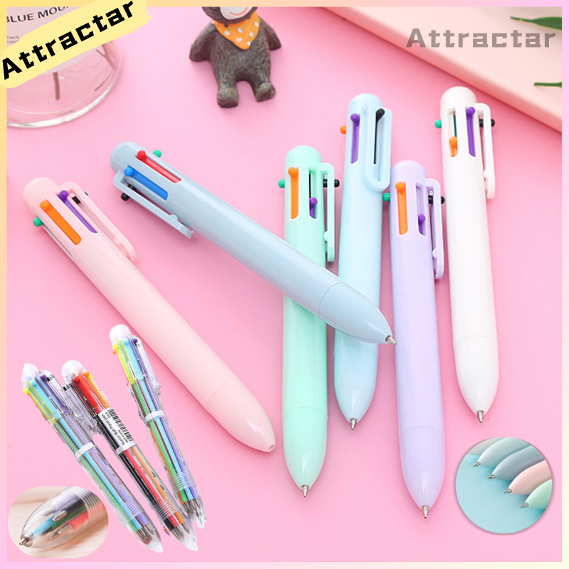 Jual pulpen 6 warna in 1 pulpen mekanik transparan ballpoint pen 0.7mm ...
