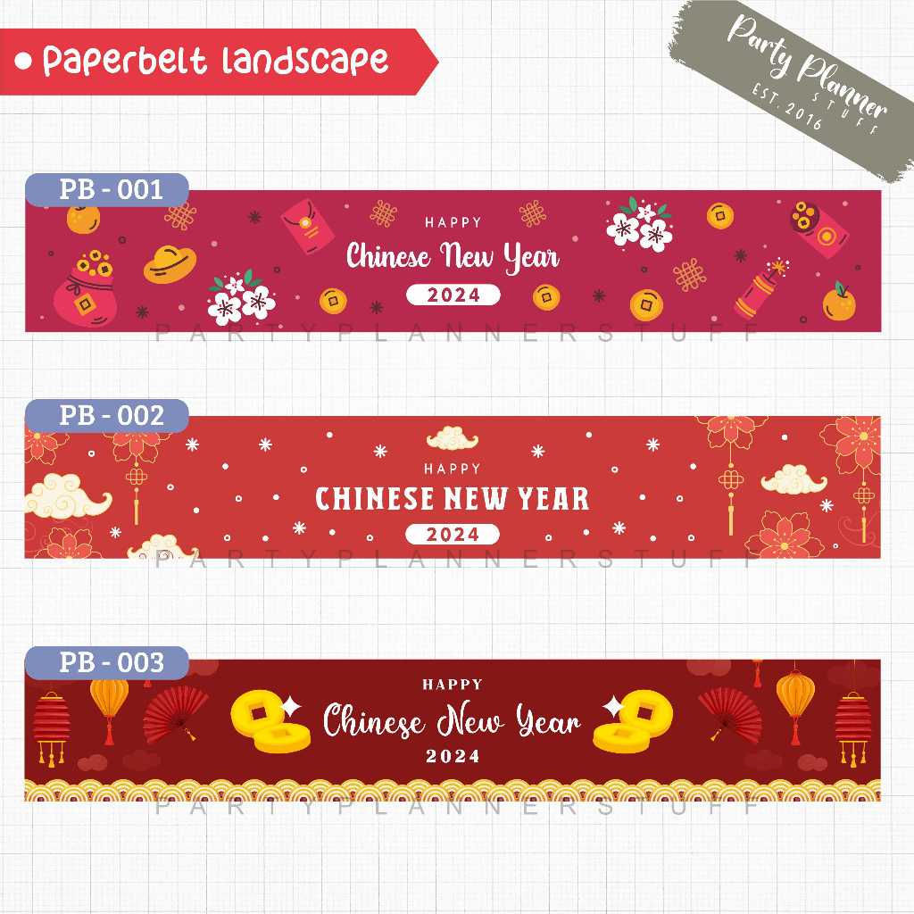 Jual Paperbelt happy chinese new year / label kue kering CNY / gong xi ...