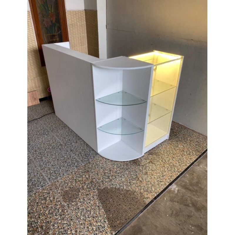 Jual Meja kasir Model L plus lampu Led | 160x40x110cm | Shopee Indonesia