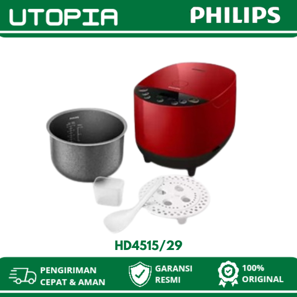 Jual Philips Rice Cooker HD4515/29 HD 4515 HD4515 29 Merah Red 4 Menu 1 ...