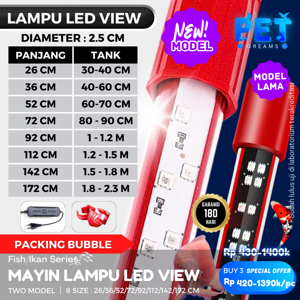Jual LAMPU MAYIN LED VIEW / PLUS DAY NIGHT UV AQUARIUM KOLAM KOI KOKI ...