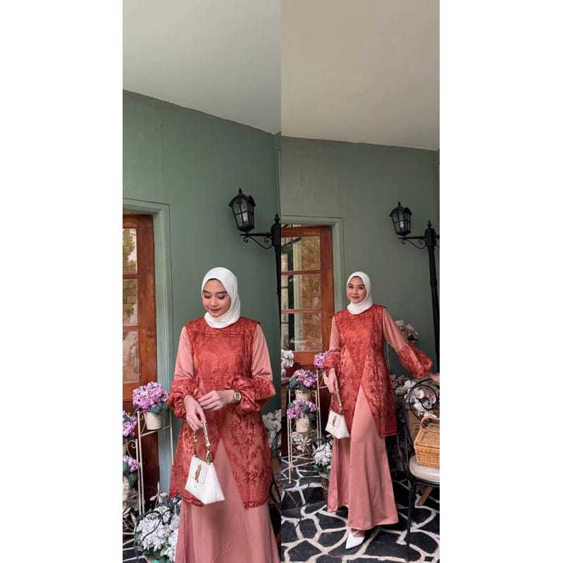 Jual FARAH DRES+ VEST BRUKAT BUSUI FRIENDLY DRESS KONDANGAN GAMIS BRUKAT TERBARU GAUN KONDANGAN ...
