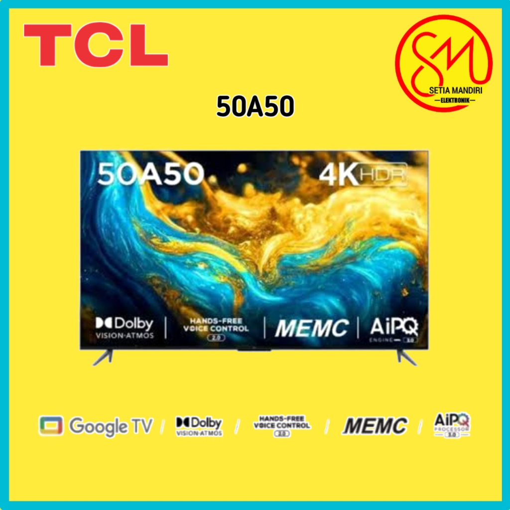 Jual TCL 50 inch Google TV - 4K UHD - MEMC - Dolby-Atmos- HFVC 2.0 ...