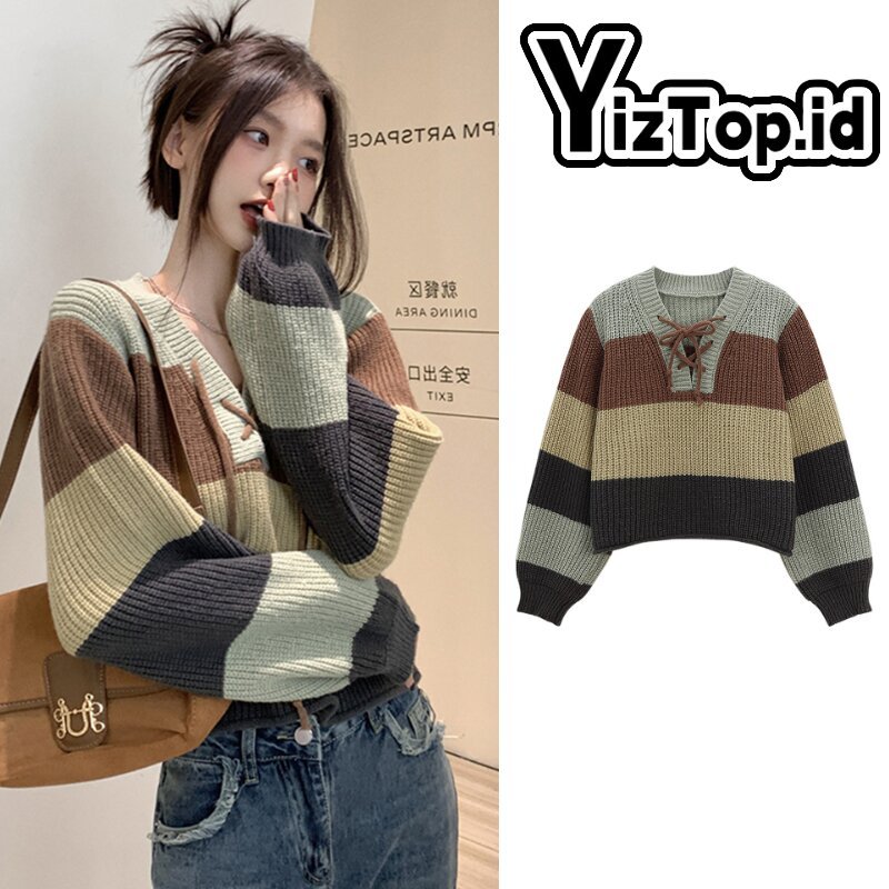 Jual Yiztop - Atasan Wanita Sweater Rajut Baju Sweater Rajut Wanita Baju Rajut Wanita Lengan ...