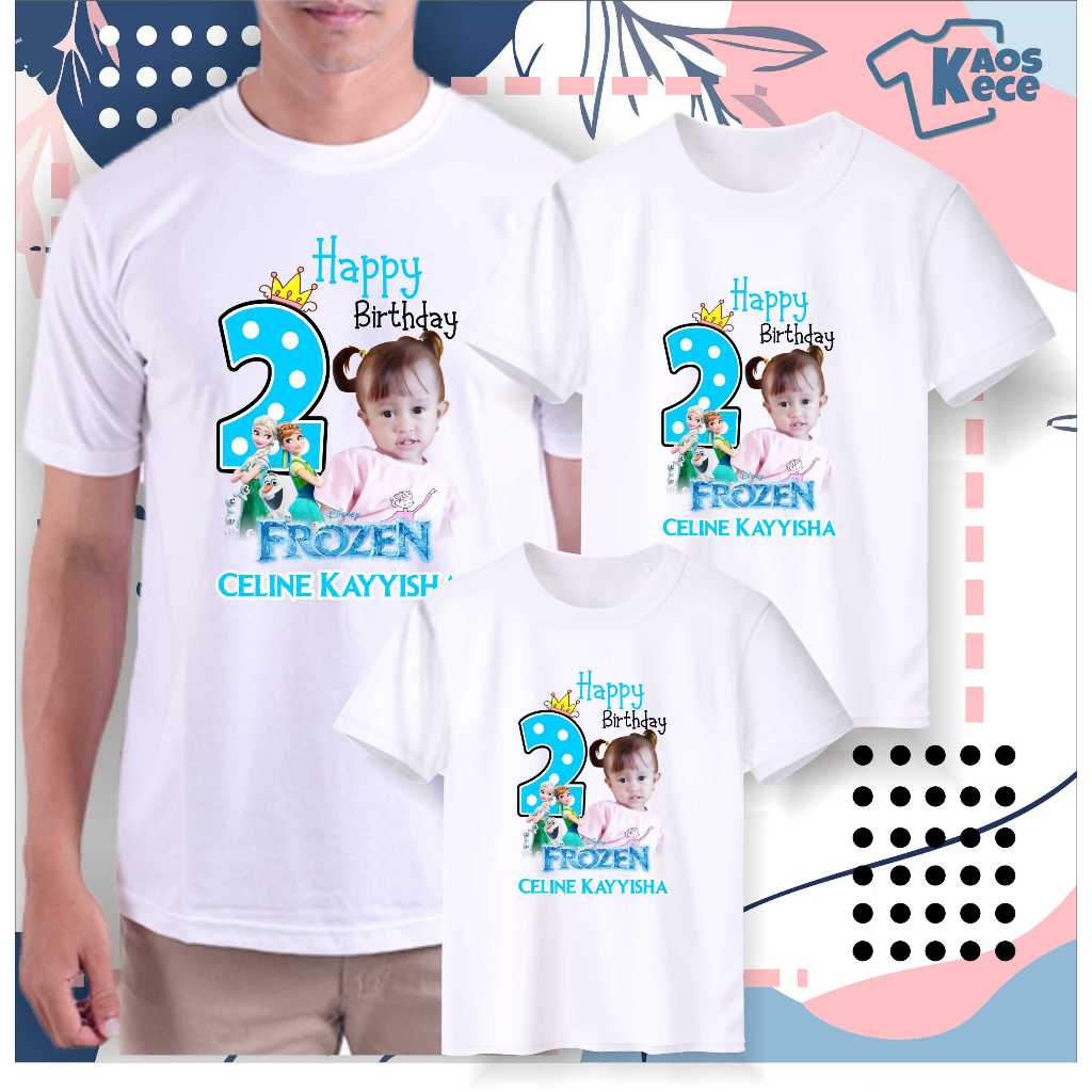 Jual Kaos Ulang Tahun anak Foto tema karakter anak Gratis Nama dan ...