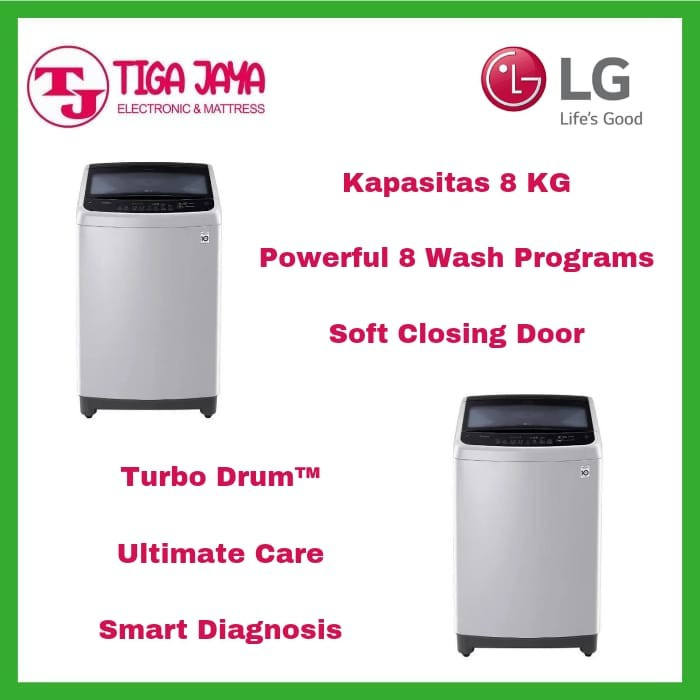 Jual LG T2108NT1W MESIN CUCI TOP LOADING 8 KG POWERFUL WASH LG ...