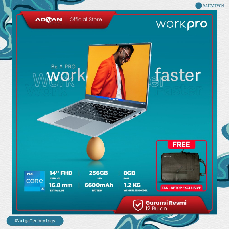 Jual ADVAN Notebook Laptop Workpro Intel I5 14'' FHD IPS 8GB 256GB Win ...