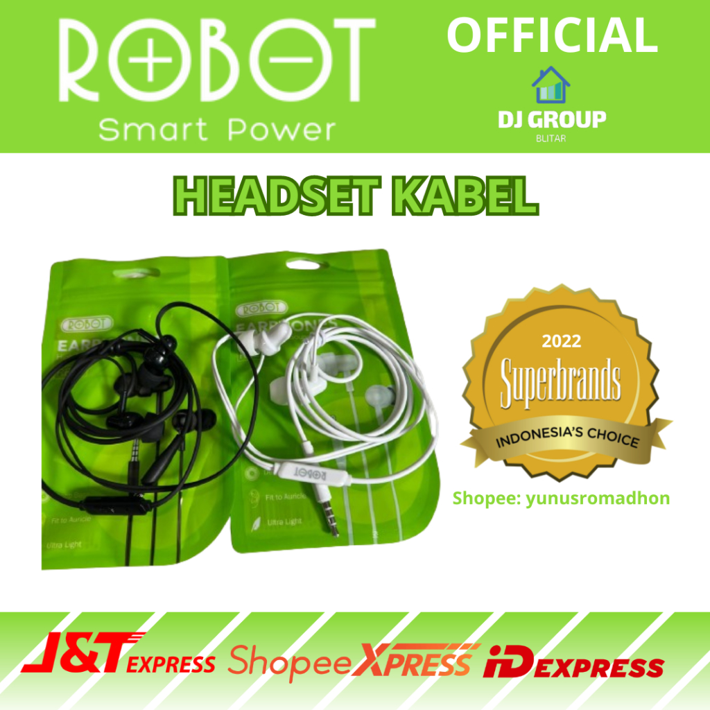 Jual Headset ROBOT Original RE20 Android Ori WIred Earphone Bass ...