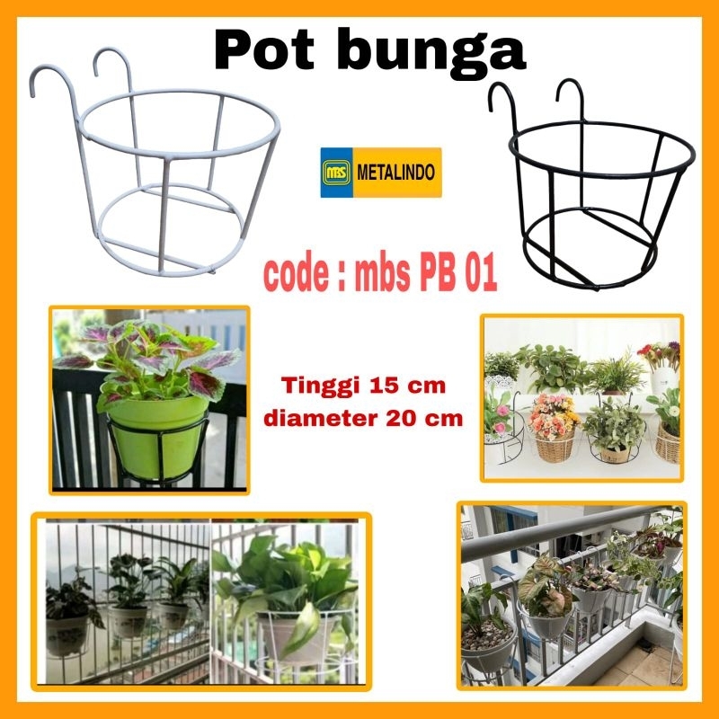 Jual pot bunga besi pagar balkon rak pot bunga vertikal garden | Shopee ...