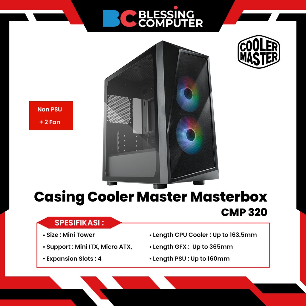 Jual Casing Cooler Master Masterbox CMP 320 Mini TG Black | Shopee ...