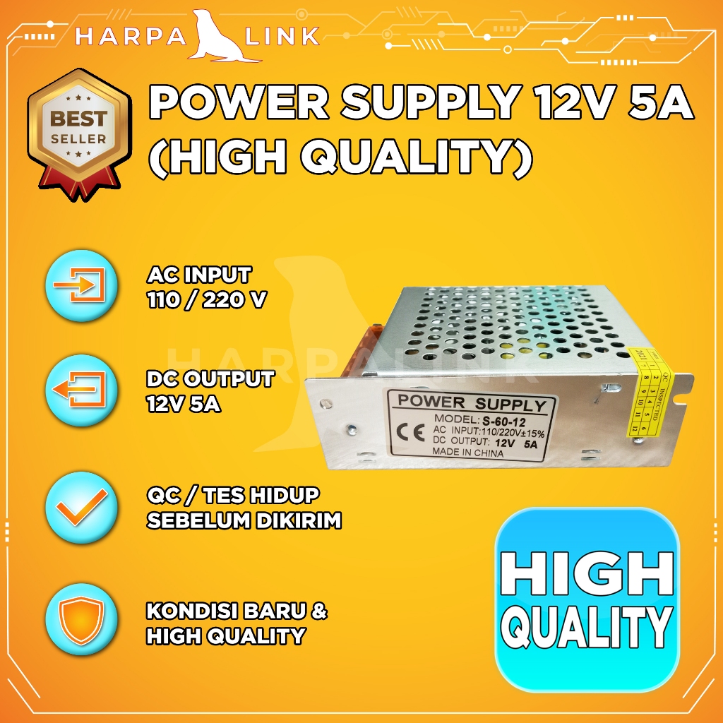 Jual Switching Power Supply PSU 12V 5A High Quality / Power Supply 12V 5A 12 Volt 5 Ampere ...