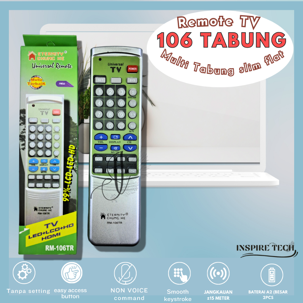 Jual Remot Remote TV UNIVERSAL Tabung 106 Berbagai merk TV tabung (samsung LG sanyo dll ...