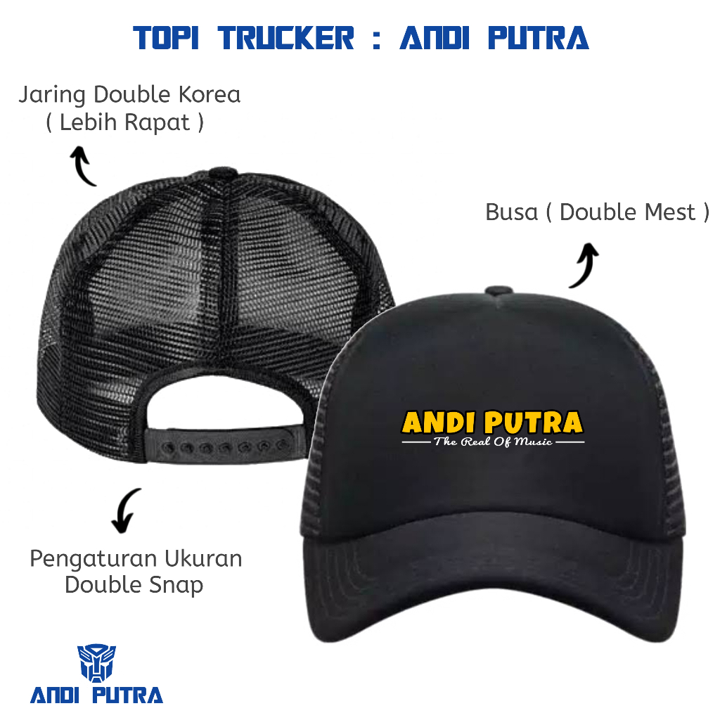 Jual Topi Trucker Andi Putra Topi Baseball Topi Jaring | Shopee Indonesia