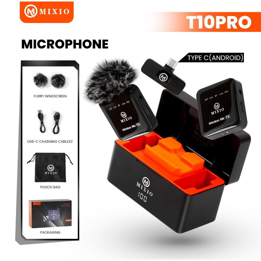 Jual MIXIO-T9/T10 Wireless Microphone Professional Mikrofon Lavalier HP ...