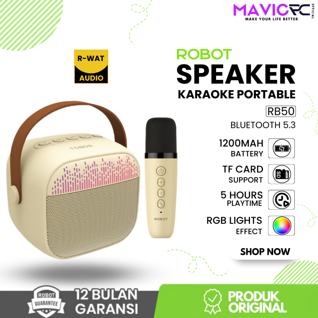 Jual ROBOT RB50 Wireless Bluetooth Speaker Karaoke Portable With Mic ...