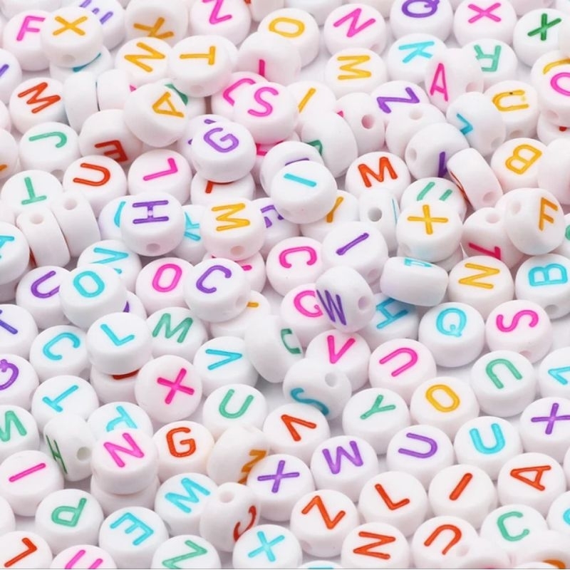 Jual [Pilih Huruf] No. 5 Abjad BULAT PUTIH tulisan COLORFUL alphabet ...