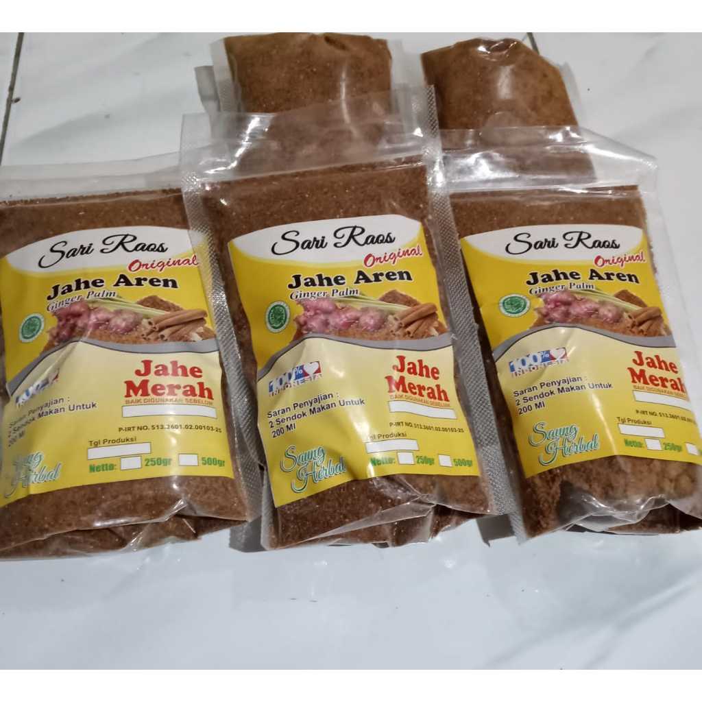 Jual SARI RAOS Jahe Merah Bubuk Gula Aren/Ginger Palm (250gr) | Shopee ...