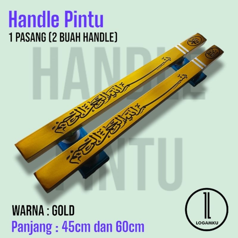Jual Handle pintu rumah minimalis motif kaligrafi warna gold dari ...