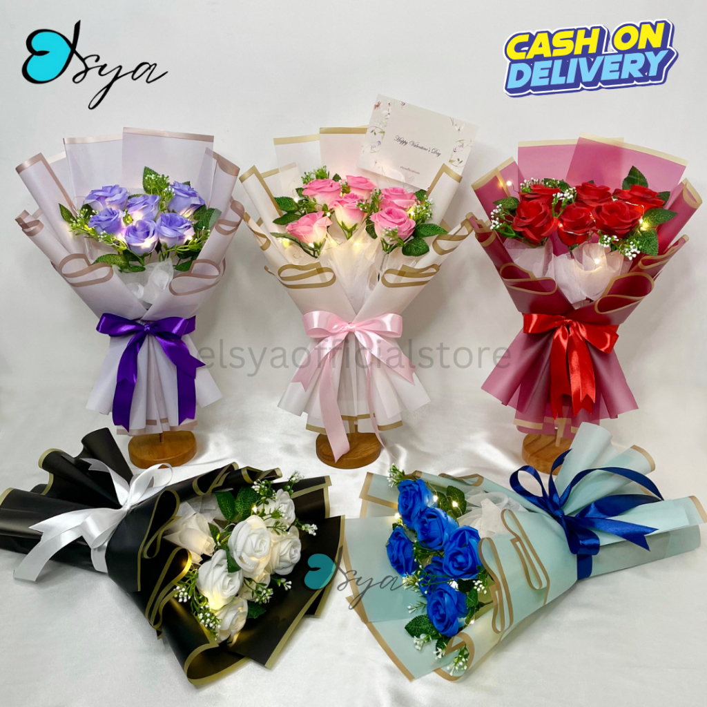 Jual Buket Bunga Artificial Bouquet Korean Style LED Bunga Wisuda Ultah ...