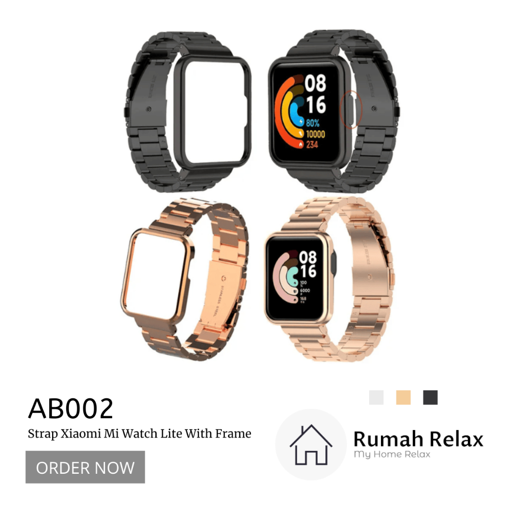 Jual [AB002] RUMAH RELAX | Strap Stainless jam Tangan for Xiaomi Mi Watch Lite 2in1 With Case ...