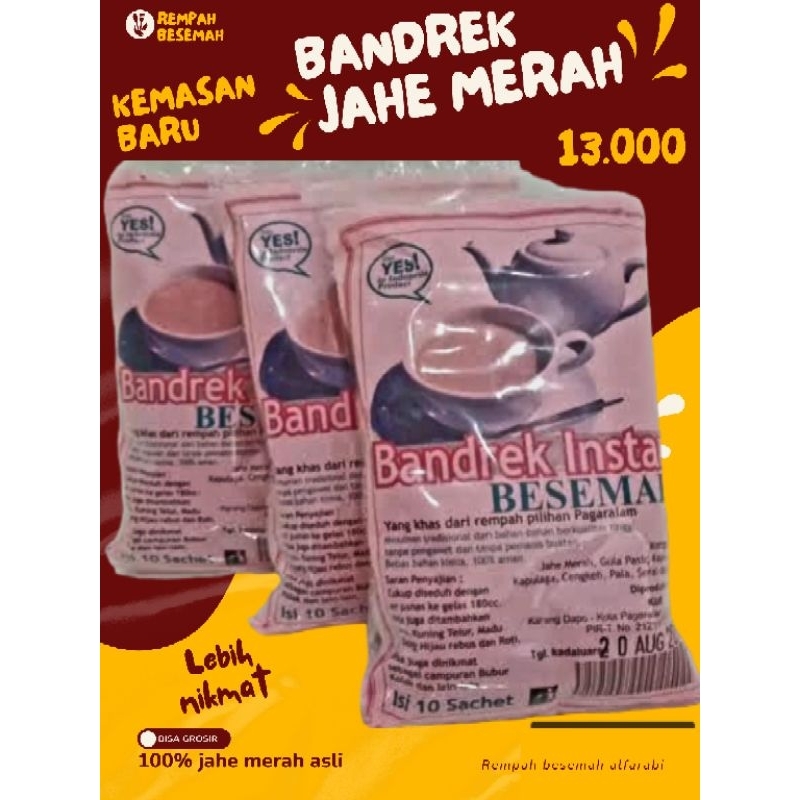 Jual 10 Sachet Bandrek bubuk jahe merah instan jamu rempah jsr (COD ...