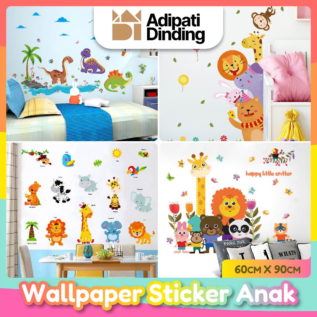 Jual Wall Sticker Anak Motif Hewan, Angka, Huruf Karakter Kartun Stiker ...
