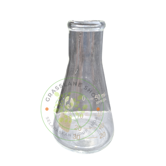 Jual Labu Erlenmeyer Flask Kaca Glass 50 ml RRC | Shopee Indonesia