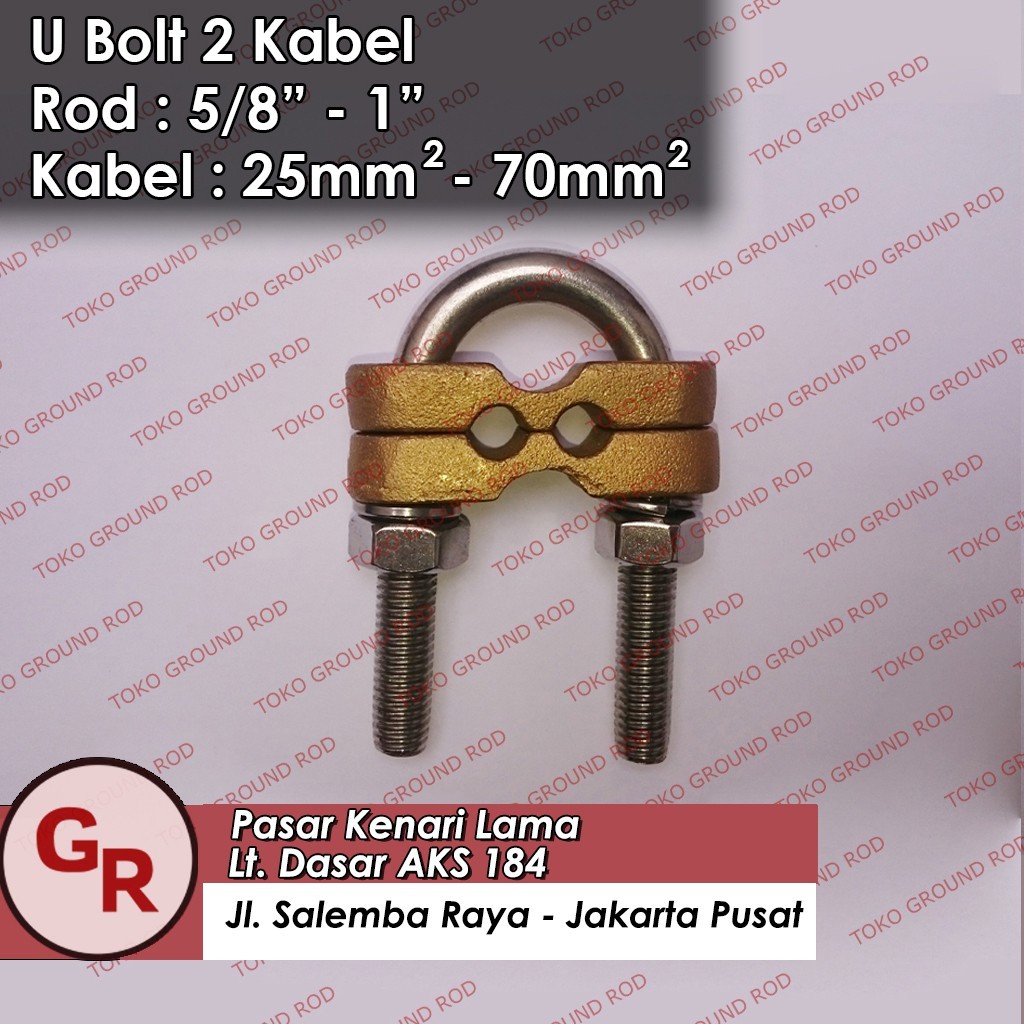 Jual Klem Stik Rod 2 Jalur / Klem U Bolt / U Bolt 2 Way Grounding Clamp ...
