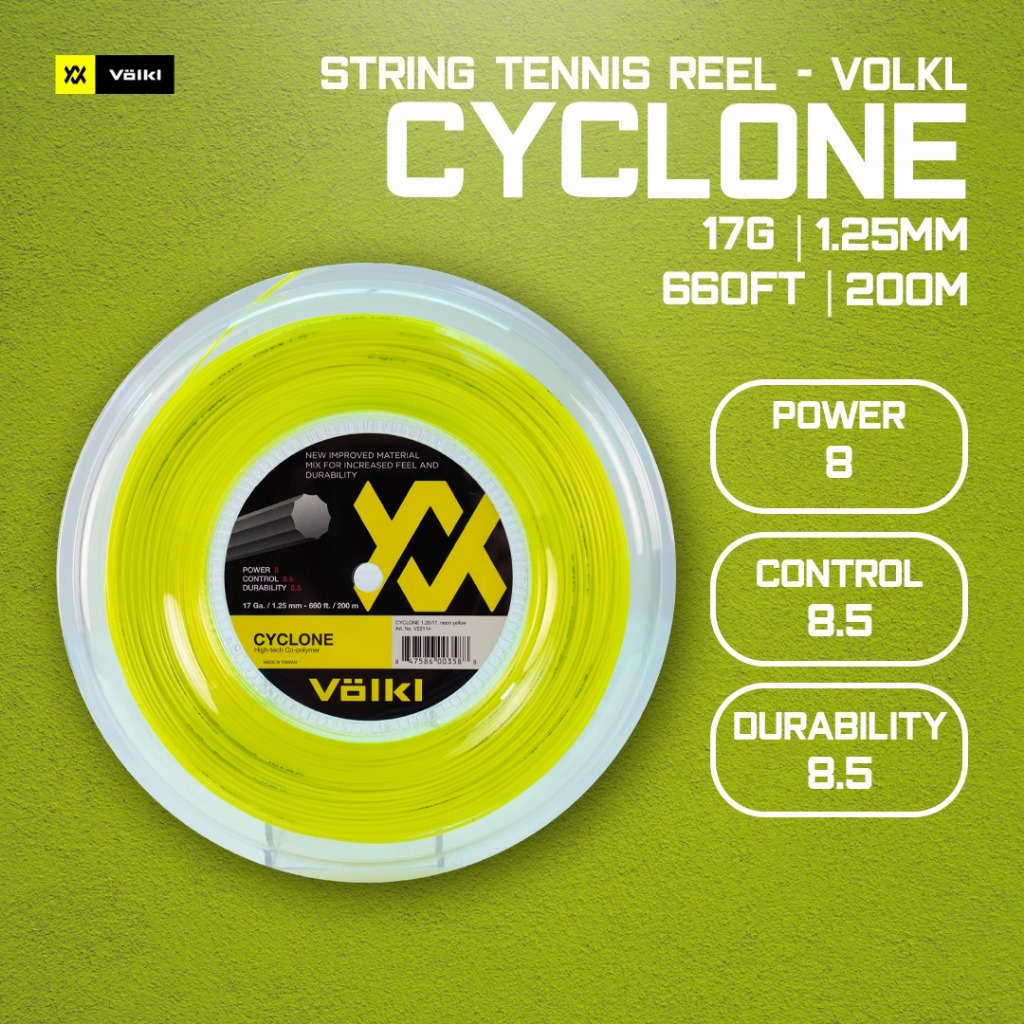 Jual Senar Raket Tenis Tennis Volkl Cyclone Reel Neon Yellow 17 G ...