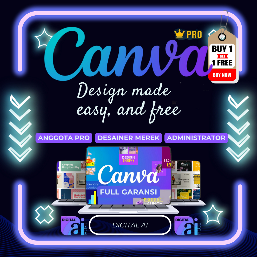 Jual [LIFETIME] CANVA PRO - Tanpa Ganti TIM - Update AI Original Desain ...