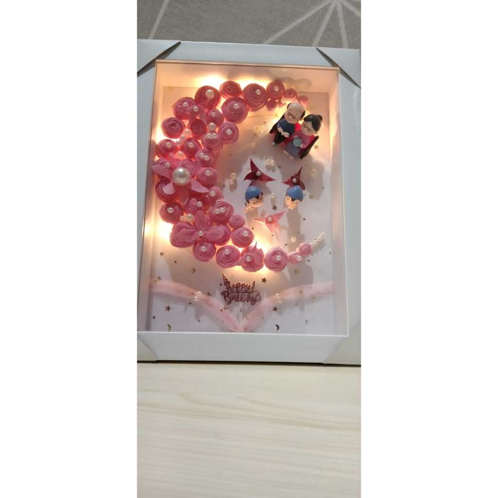 Jual Kado Bingkai Bunga Mawar/Family Kering/Warna Pink Bisa Flowers In ...