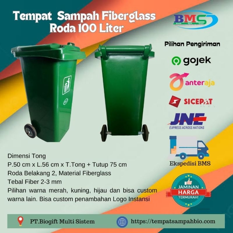Jual TEMPAT SAMPAH RODA 100 LITER FIBER, TEMPAT SAMPAH RODA, TEMPAT SAMPAH FIBER RODA, TEMPAT ...