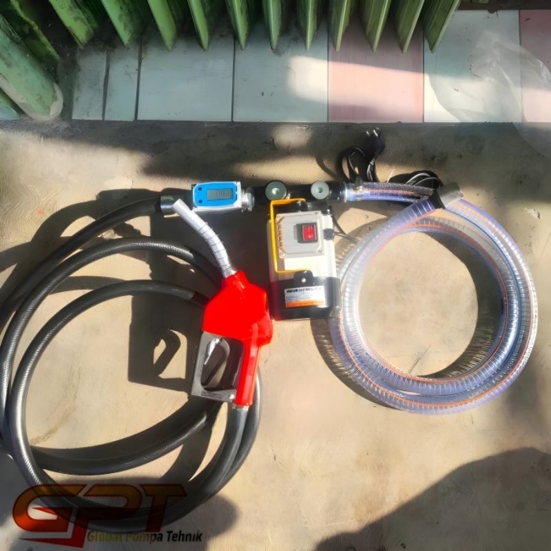 Jual Pompa Transfer Solar Oli Minyak With Flowmeter Digital Selang Dan Nozzle Set | Shopee Indonesia