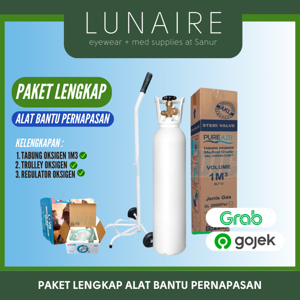 Jual PAKET Oksigen 1m3 + Troli Oxygen + Regulator Medis Langsung Pakai | Shopee Indonesia
