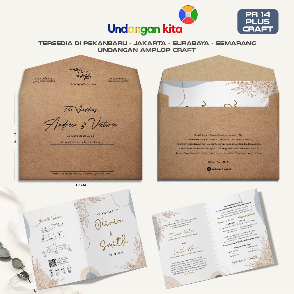 Jual Undangan Amplop Craft + Brief Card Softcover Rustic Elegan Murah ...