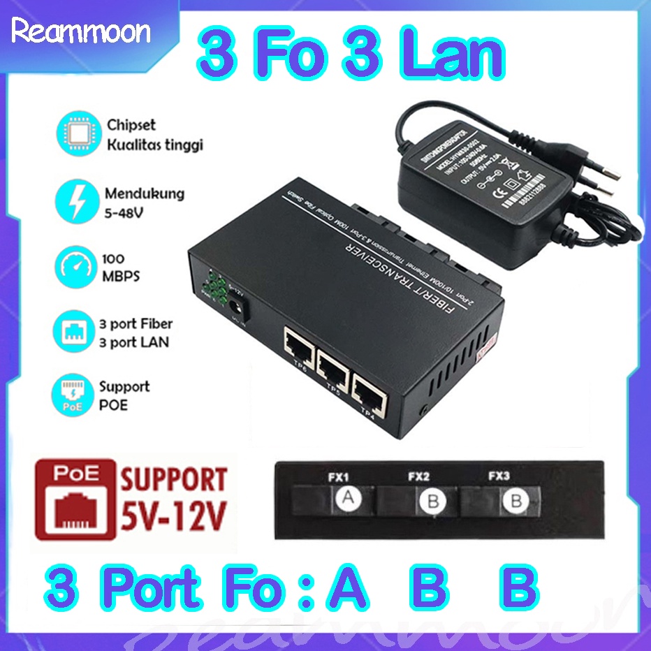 Jual Terbaik ABBHtb 3Fo 3Lan Media Converter 3 Fo 3 Lan Poe 5V12V 3F3E ...