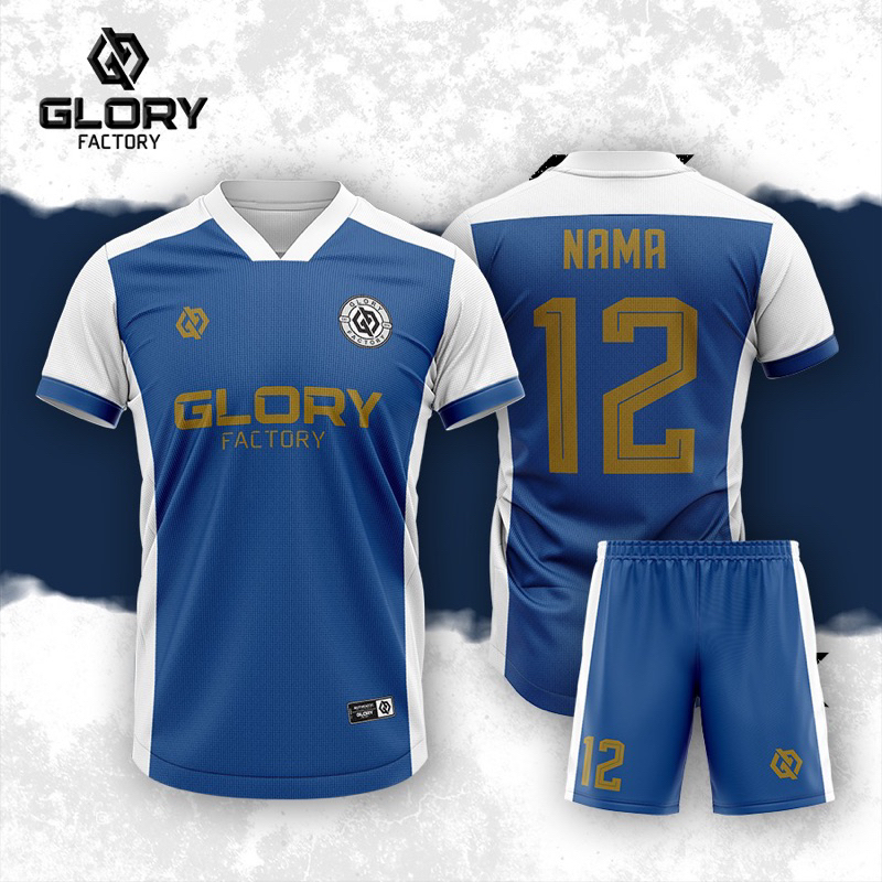 Jual Jersey Sepak Bola & Futsal Setelan Sablon Polyplex Pria Biru Gold ...