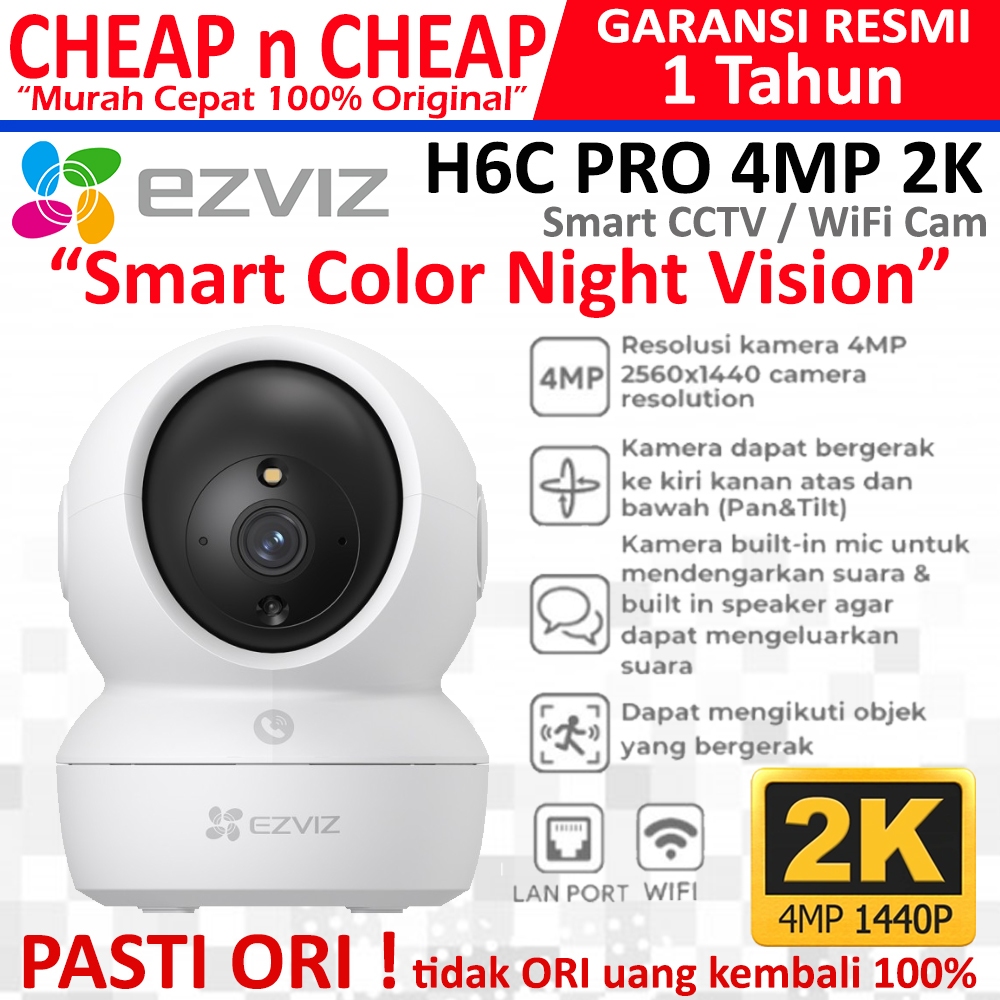 Jual Ezviz H6C Pro 4MP 2K Rotate 360 - Smart CCTV Wifi Wireless Camera ...
