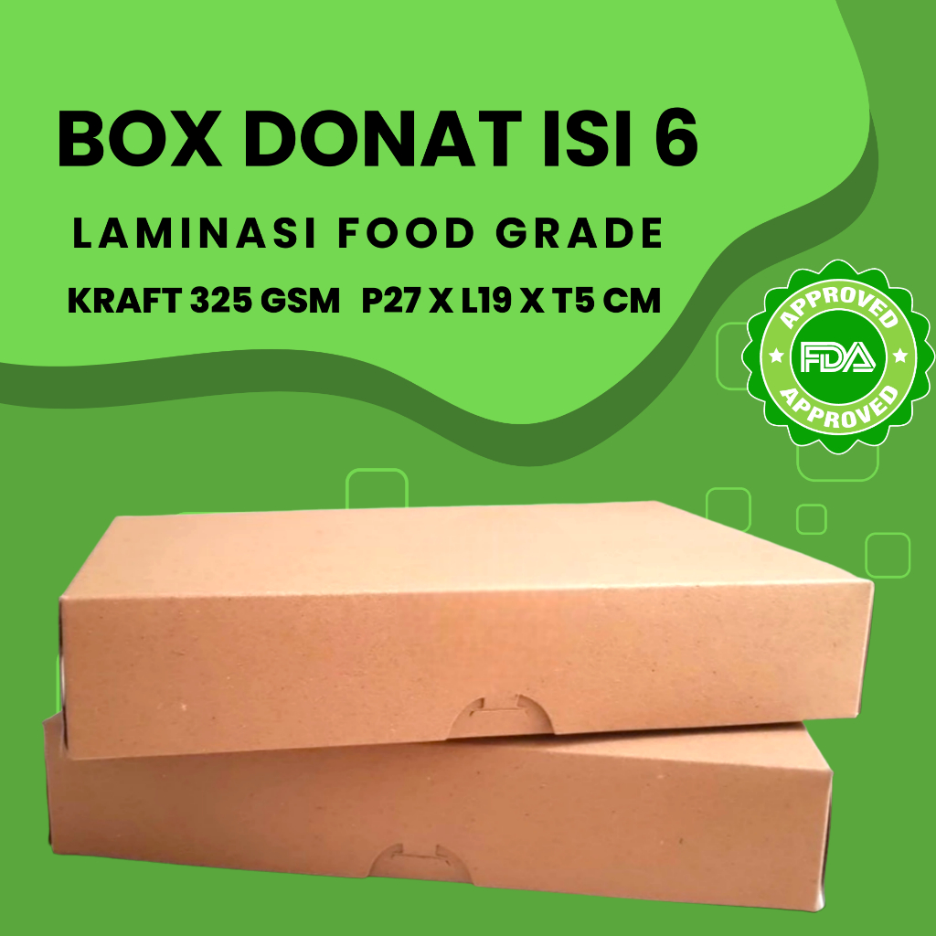 Jual Box Donut Kraft Polos Kotak Donat isi 6 Dus Roti coklat Kemasan ...