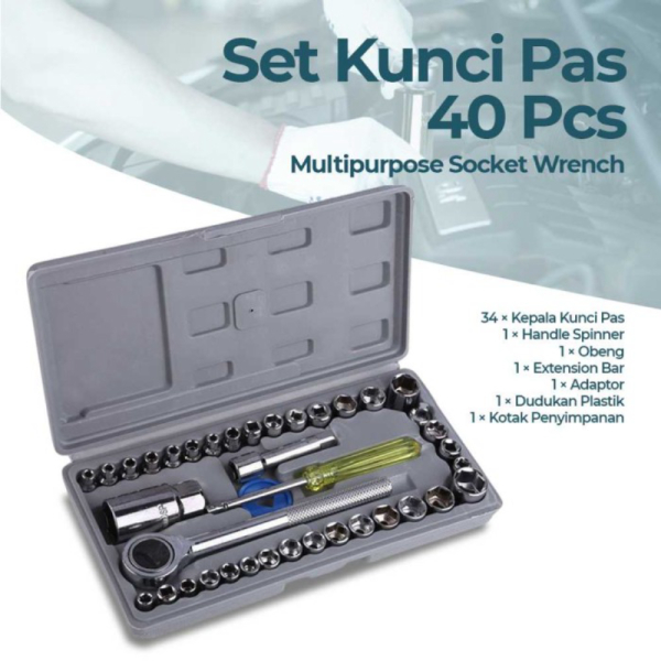 Jual Dijual Kunci Pas 40 Pcs Full Lengkap Socket Tool Kit Pas Ring L ...